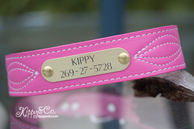 Pink Personalized Figure Eight Dog Collar With Engraved Name – Kippy and Co