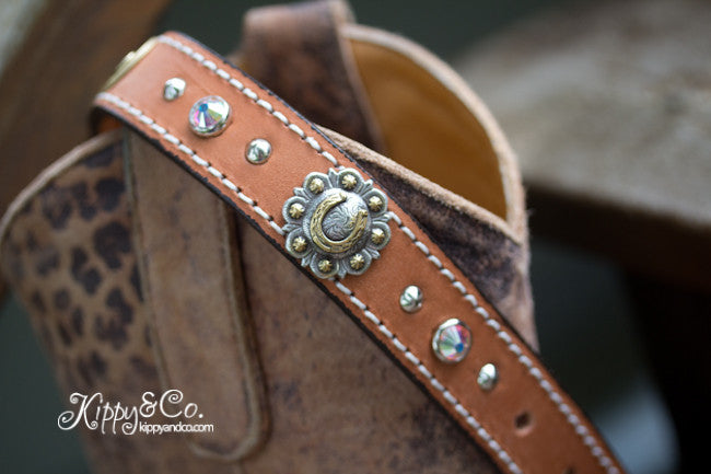 Equestrian Leather Dog Collar, Bling Horseshoe Dog Collar – Kippy and Co
