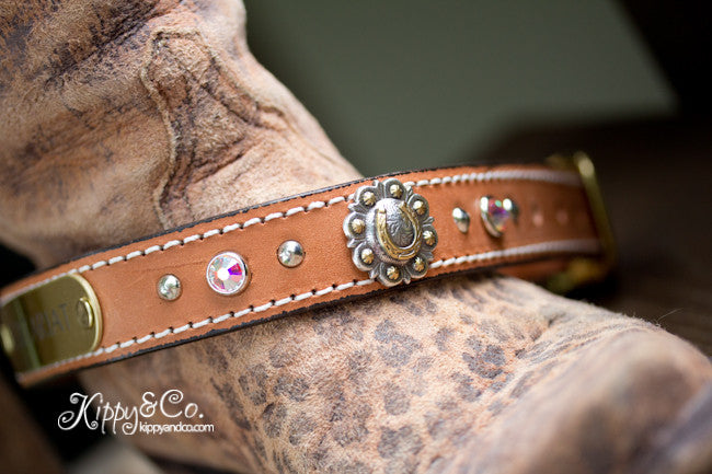 Equestrian Leather Dog Collar, Bling Horseshoe Dog Collar – Kippy and Co